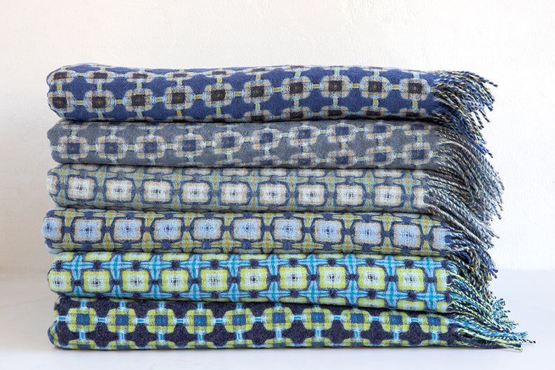 scottish lambswool basket weave throw paulette rollo, aqua – Lost & Found
