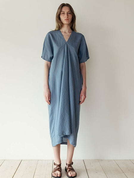 Linen V Drape Dress – Lost & Found